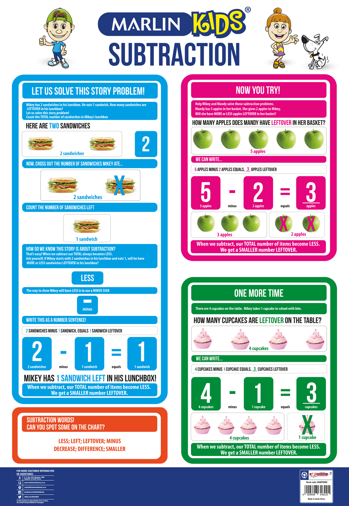 Marlin Kids Chart: Subtraction – Pop Up Stationery